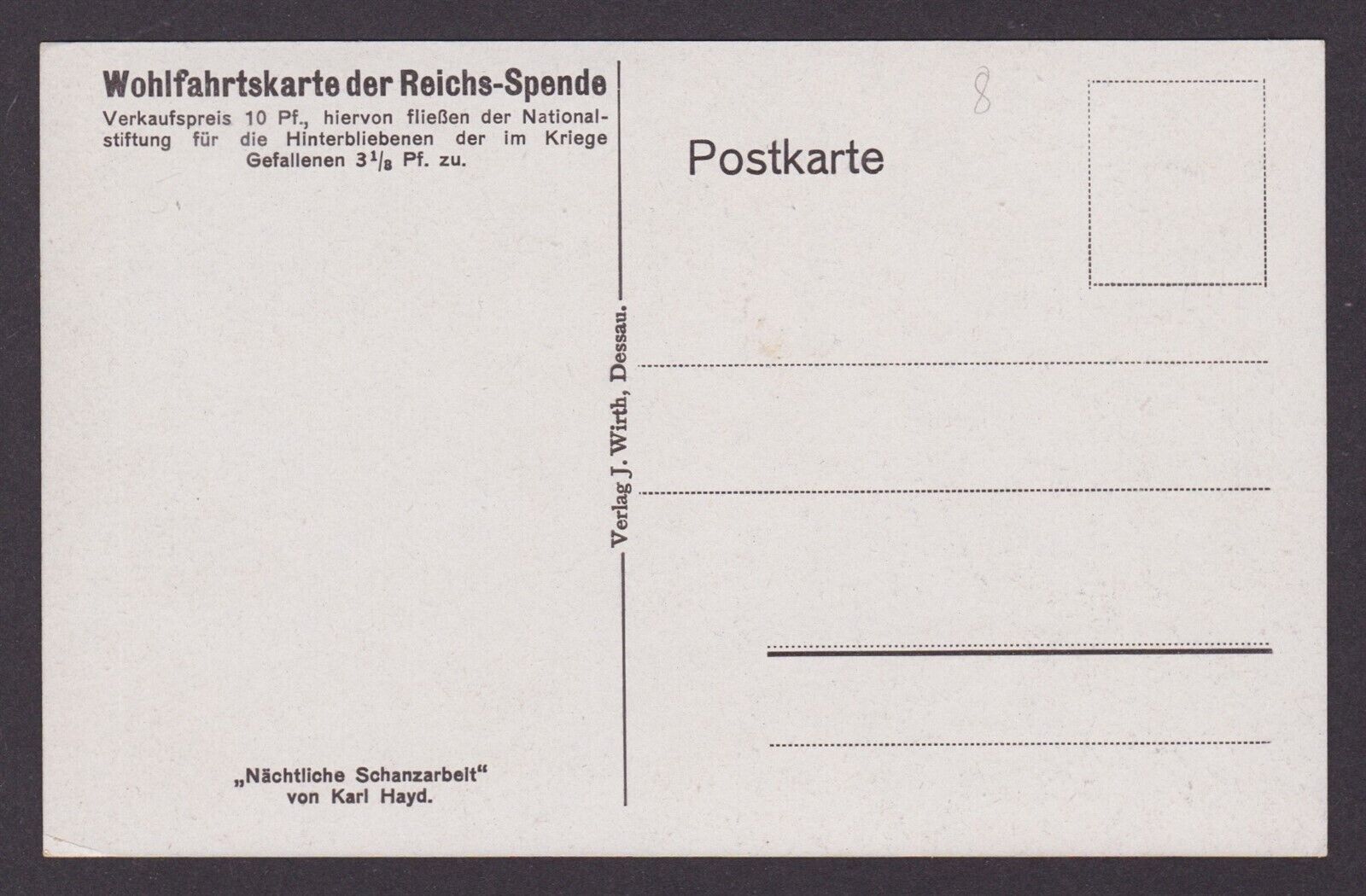 GERMANY, Welfare card of the Reich donation, Night entrenchment work ...