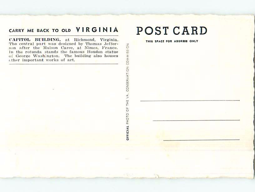 Unused 1940's CAPITAL BUILDING Richmond Virginia VA G1492 | United ...