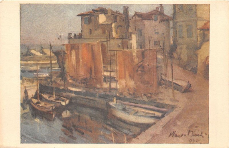Lot 47 vladimir becic volosko croatia painting postcard boat artist ...