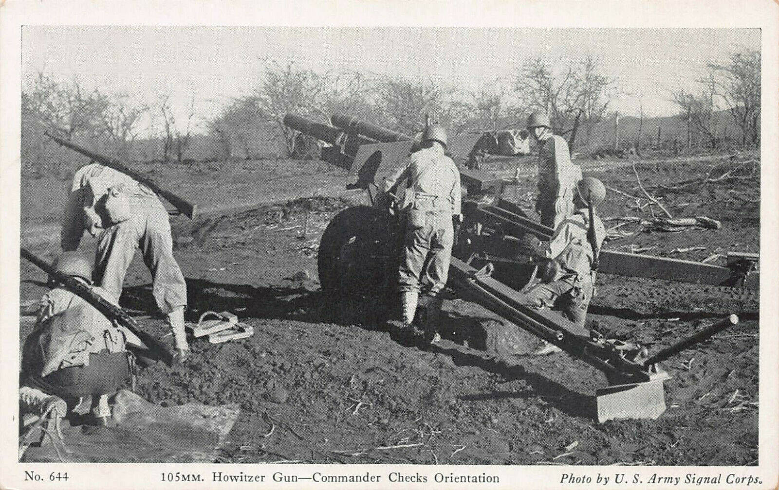 U.S. Army, 105mm Howitzer, World War II Era Postcard, Army Signal Corps ...