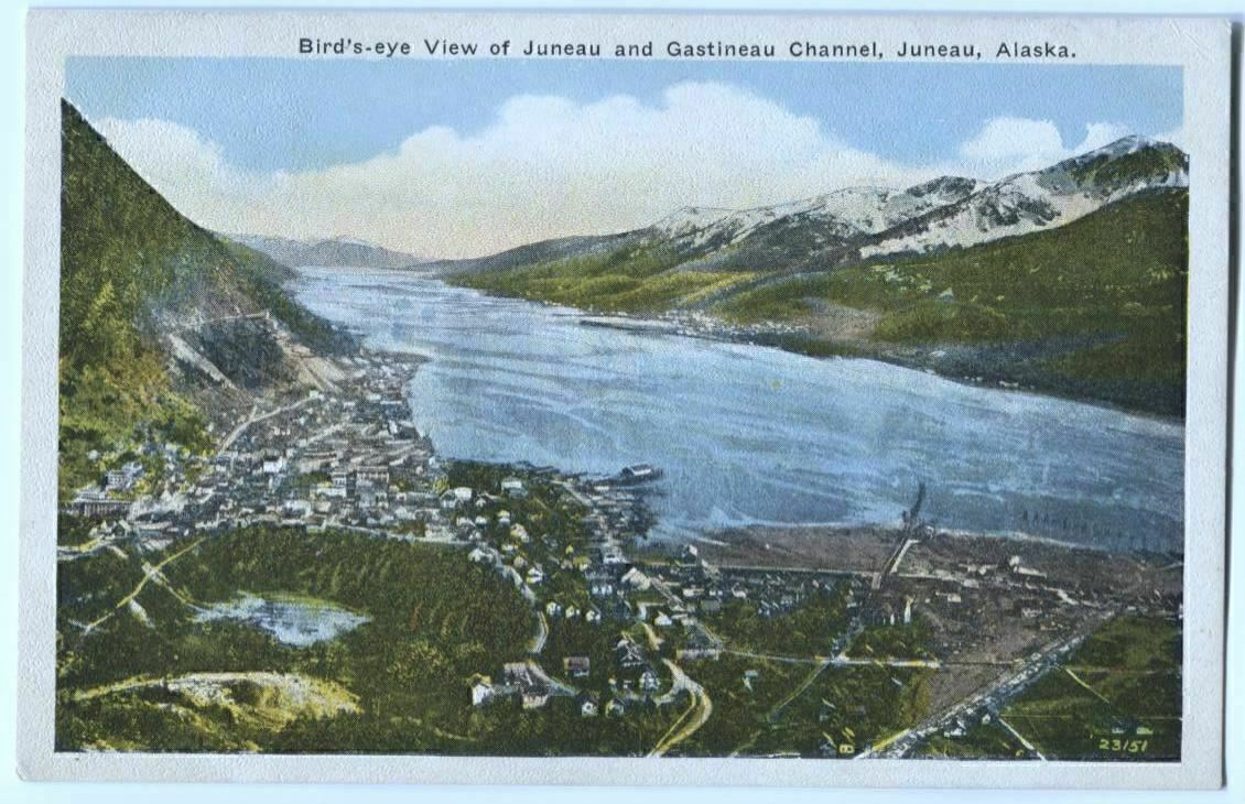 Postcard Bird's Eye View Juneau + Gastineau Channel Juneau Alaska AK ...