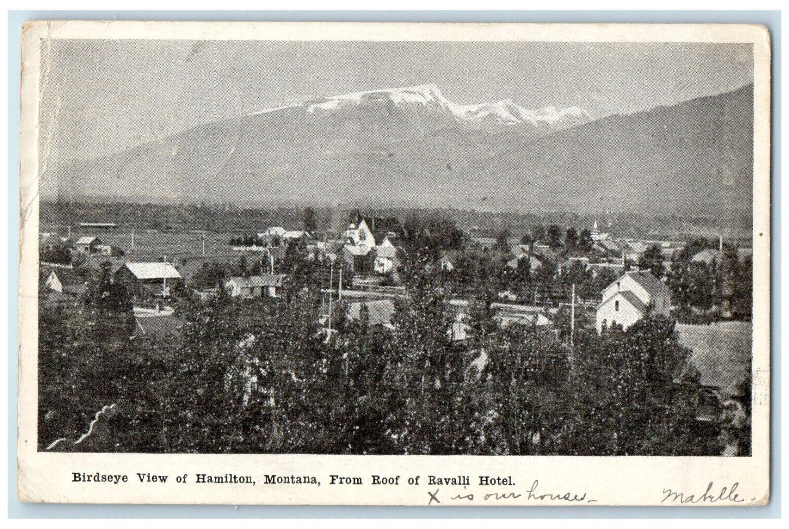 c1920's Birdseye View of Hamilton Montana MT From Roof of Ravalli Hotel ...
