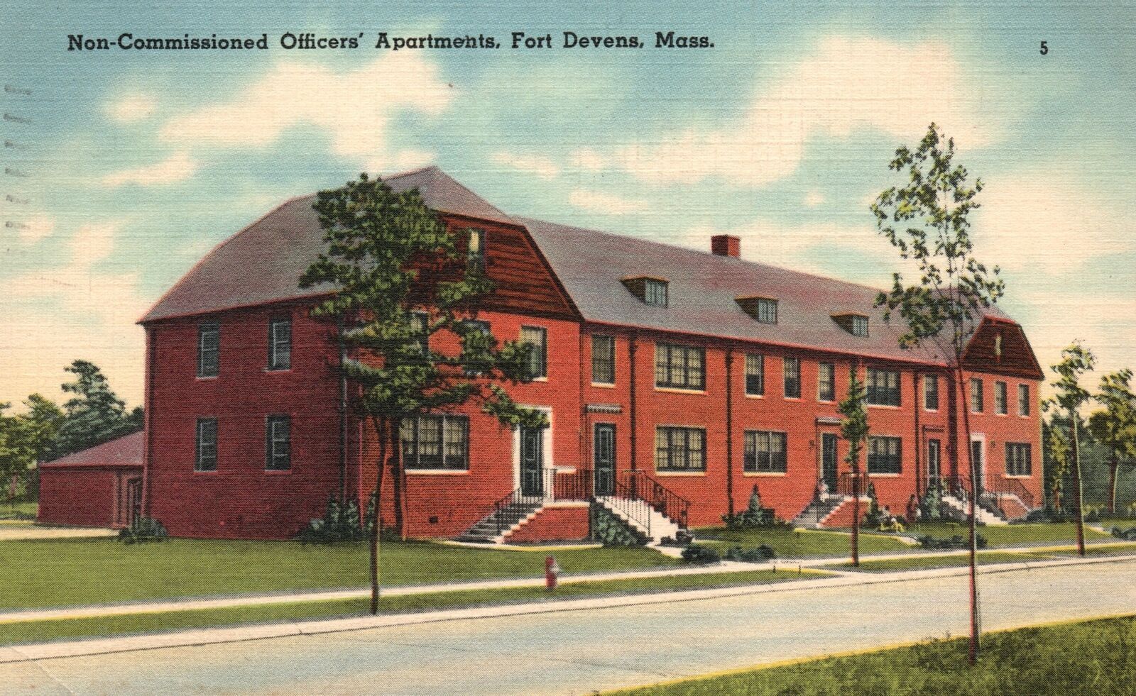 Vintage Postcard 1941 Non-Commissioned Officers Apartments Fort Devens ...
