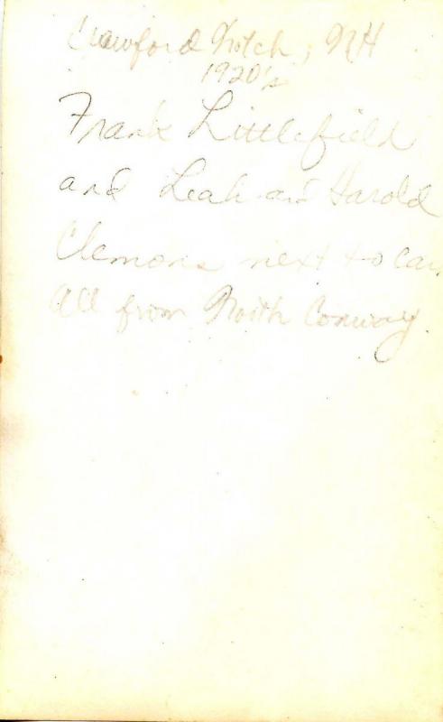 NH - Crawford Notch,1920's. Frank Littlefield, Mr & Mrs Clemons. PHOTO ...