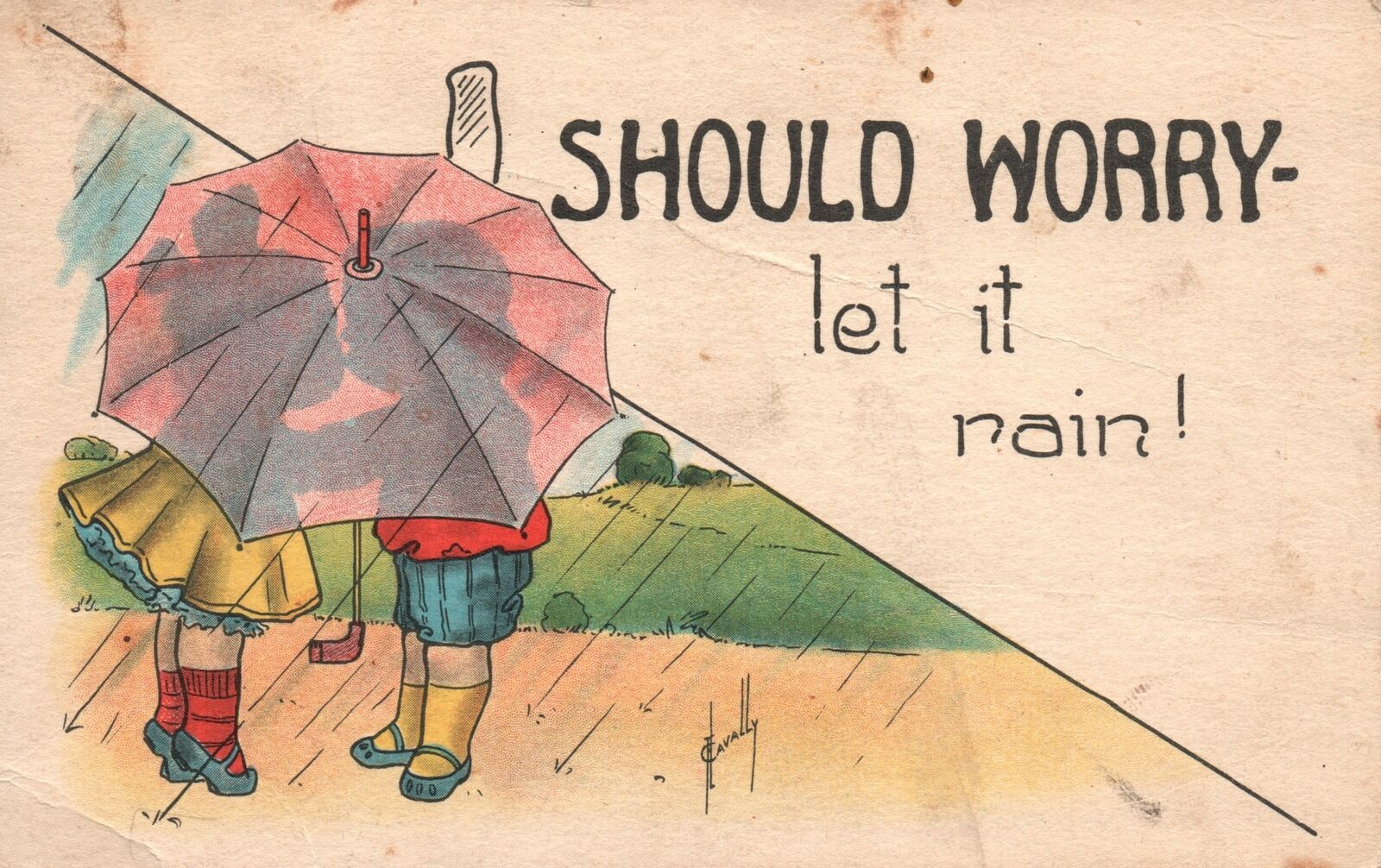 Vintage Postcard You Should Worry-Let It Rain Friendship Rainy Season ...