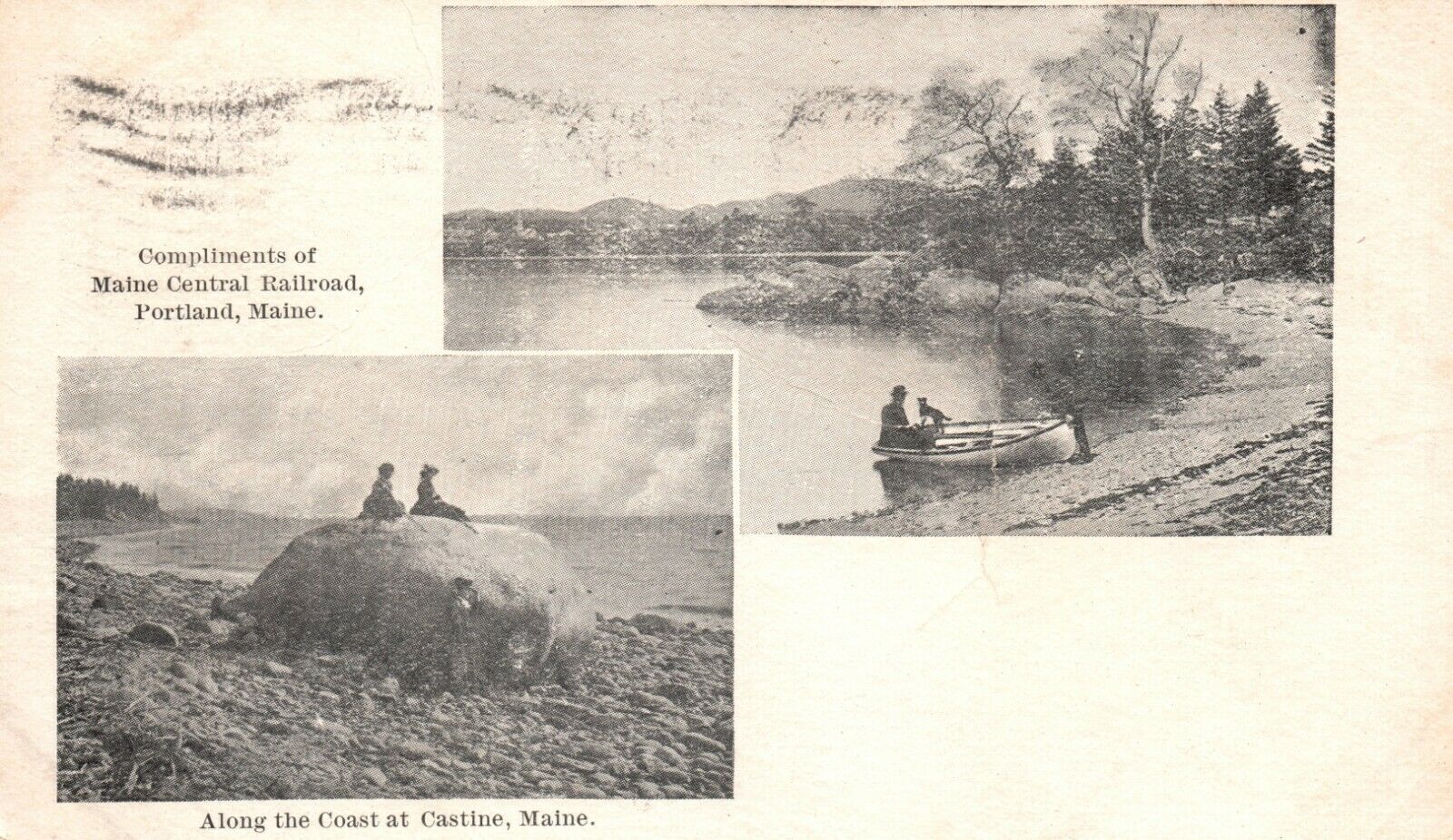 Vintage Postcard 1900s Along Coast at Castine Maine Central Railroad ...