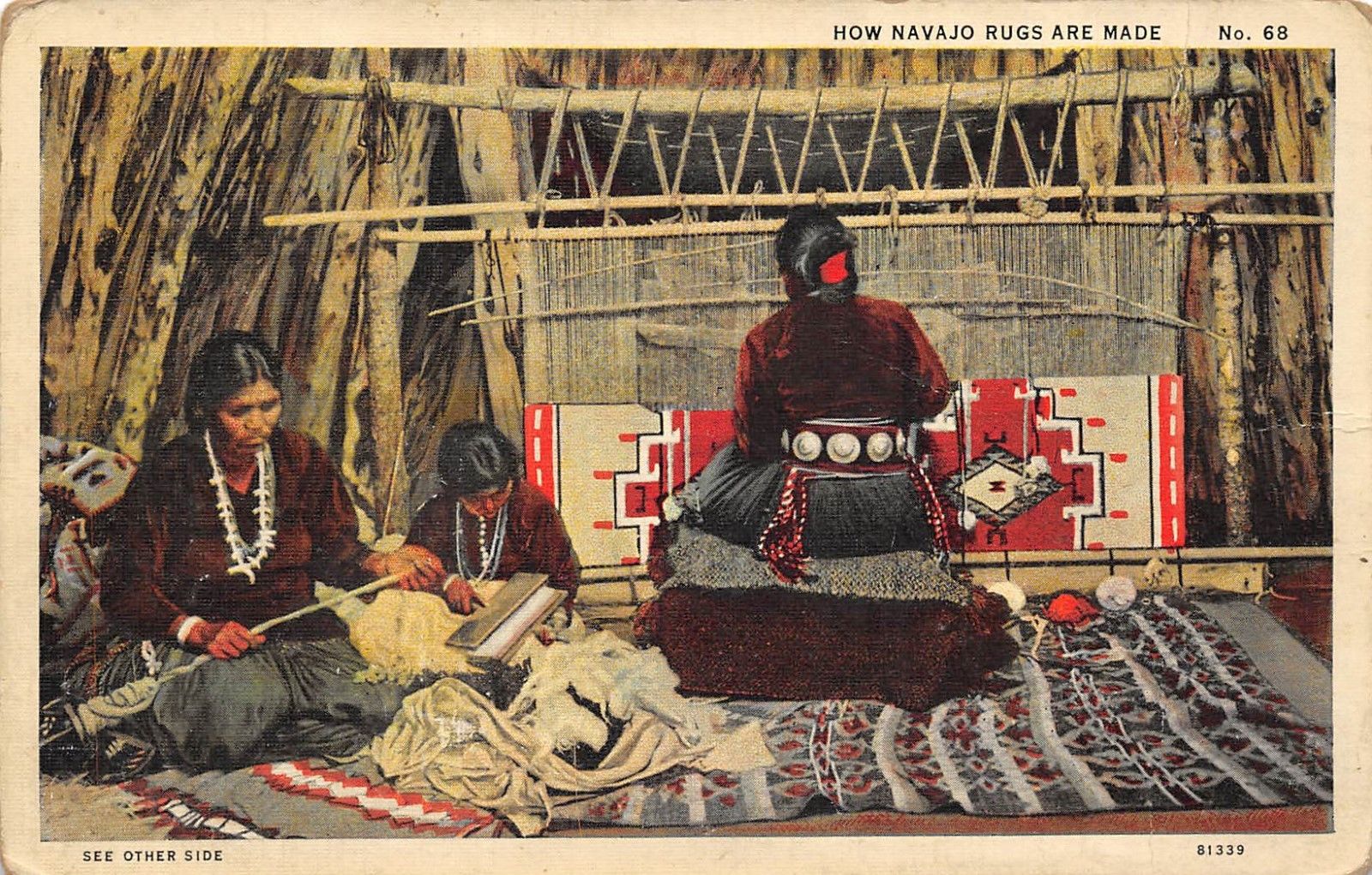 How Navajo Indian Rugs Are Made 1920s Postcard Indian Woman Making ...