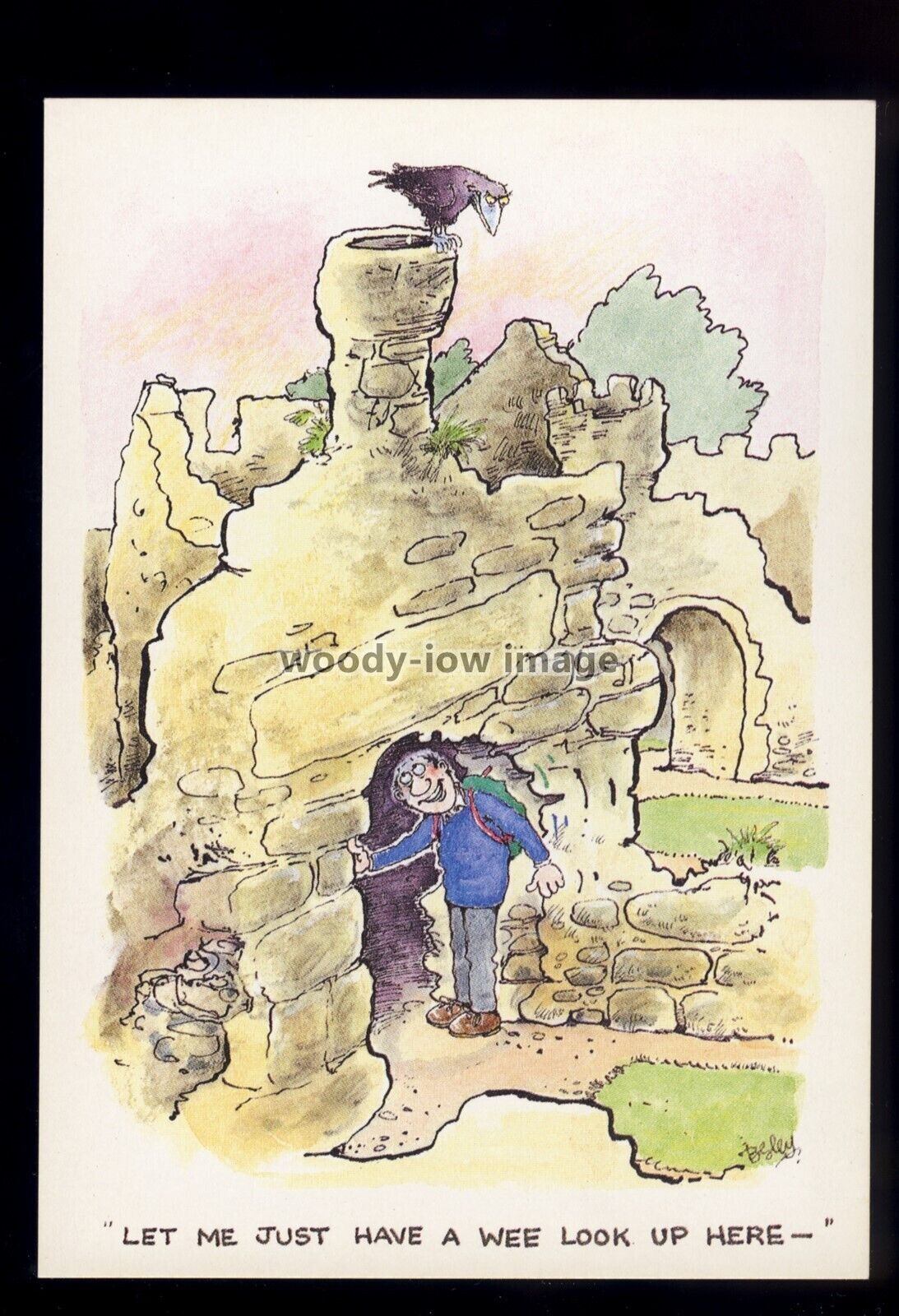 BES034 - Let me just have a wee look up here - Besley comic postcard ...