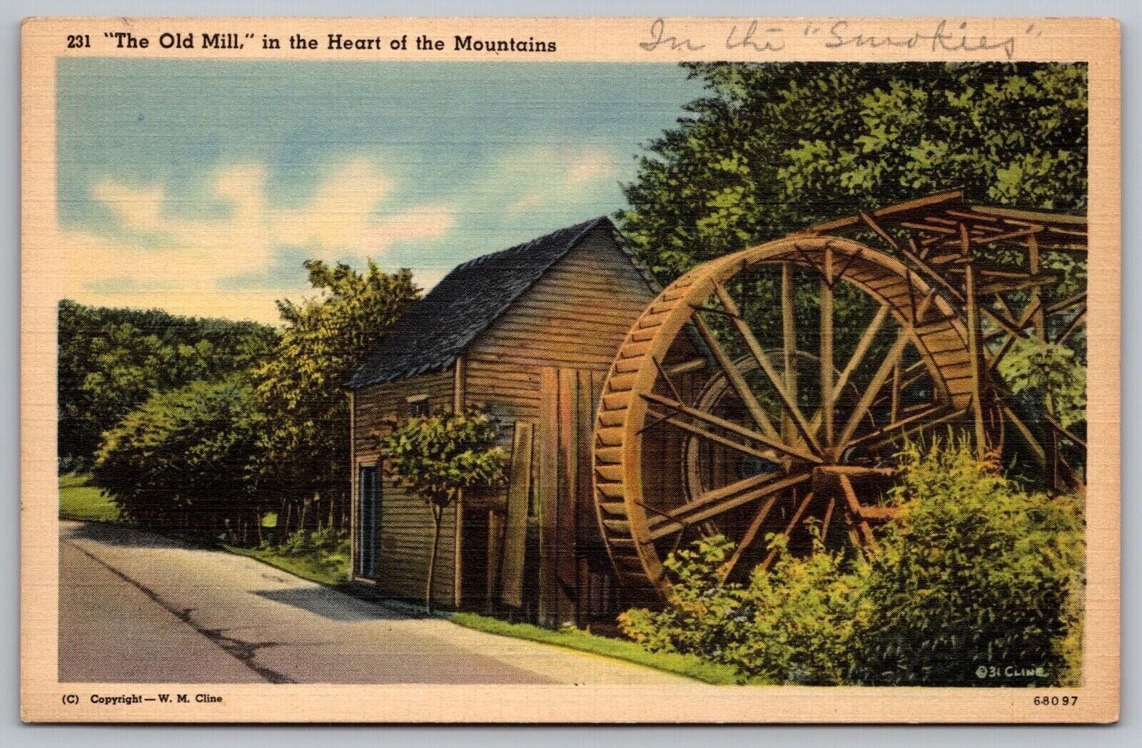 Tennessee Old Mill Scenic Mountain Landmark Countryside Linen WOB ...