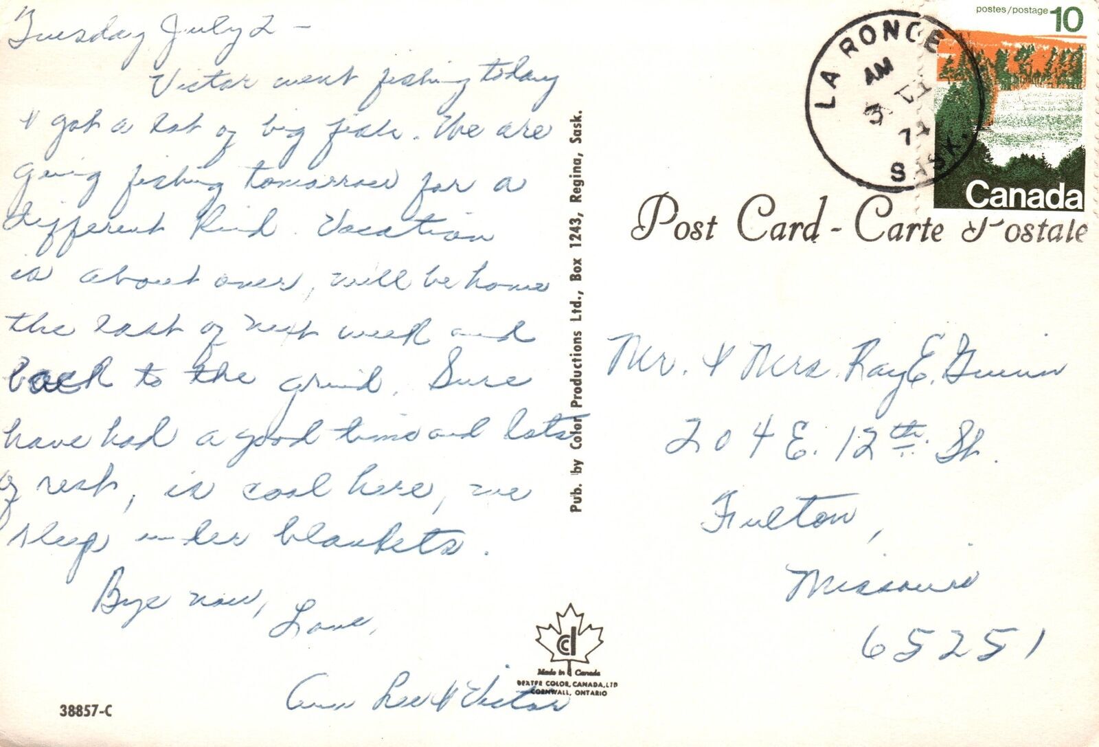 Continental Size Postcard Animated Pictorial MAP of Saskatchewan Canada ...