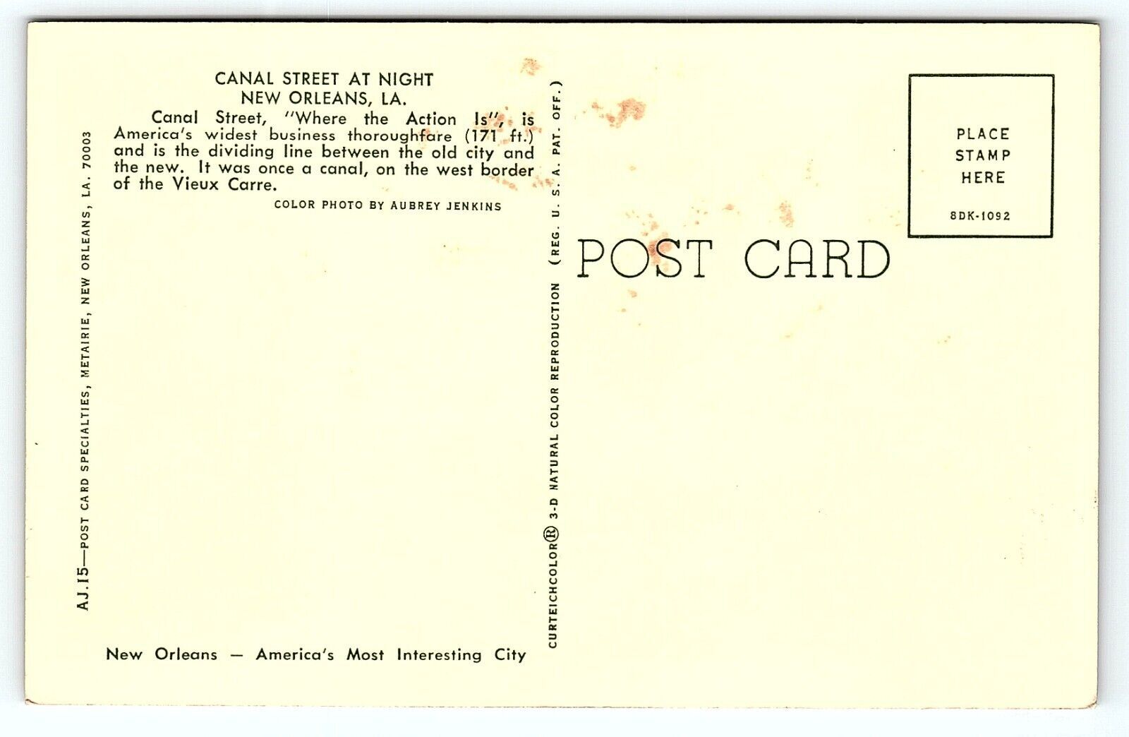 1960s New Orleans LA Canal Street at Night Bars Nightclubs Postcard ...