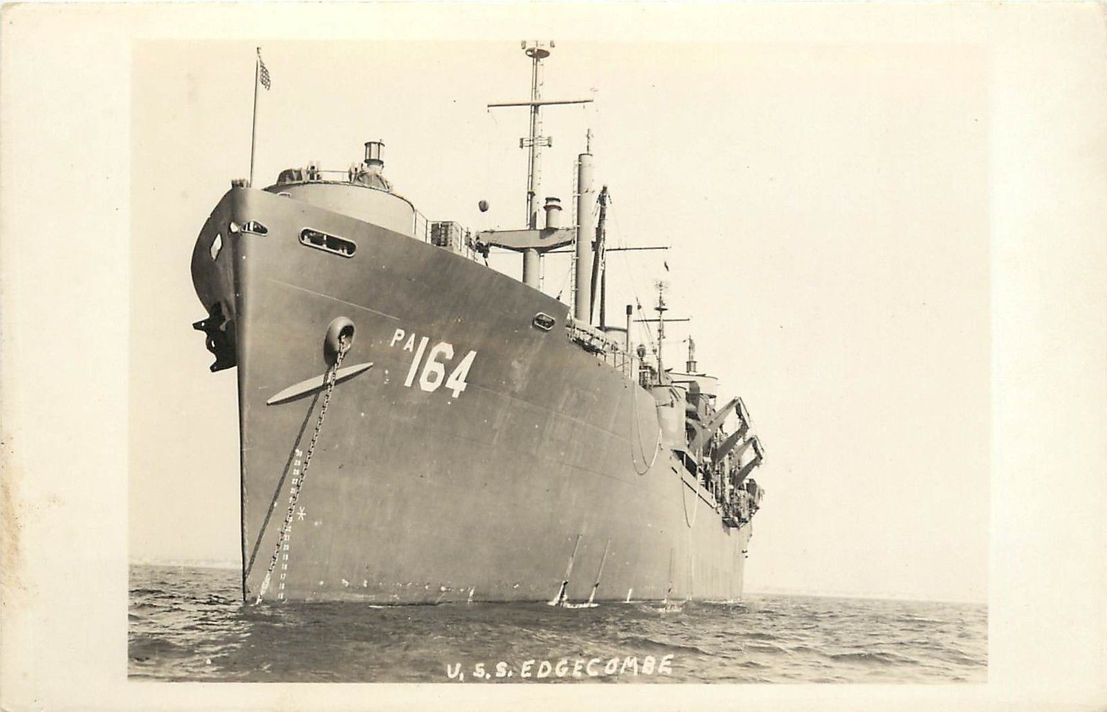 Vintage RPPC WWII Navy Ship U.S.S. Edgecombe APA-164 Attack Transport ...
