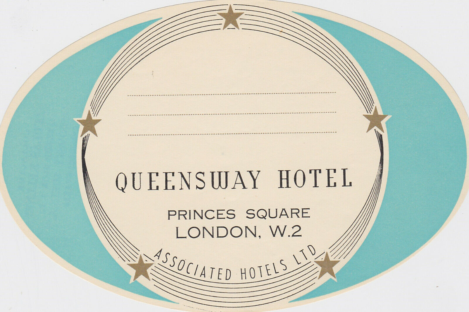 England London The Queensway Hotel Vintage Luggage Label lbl1077 ...