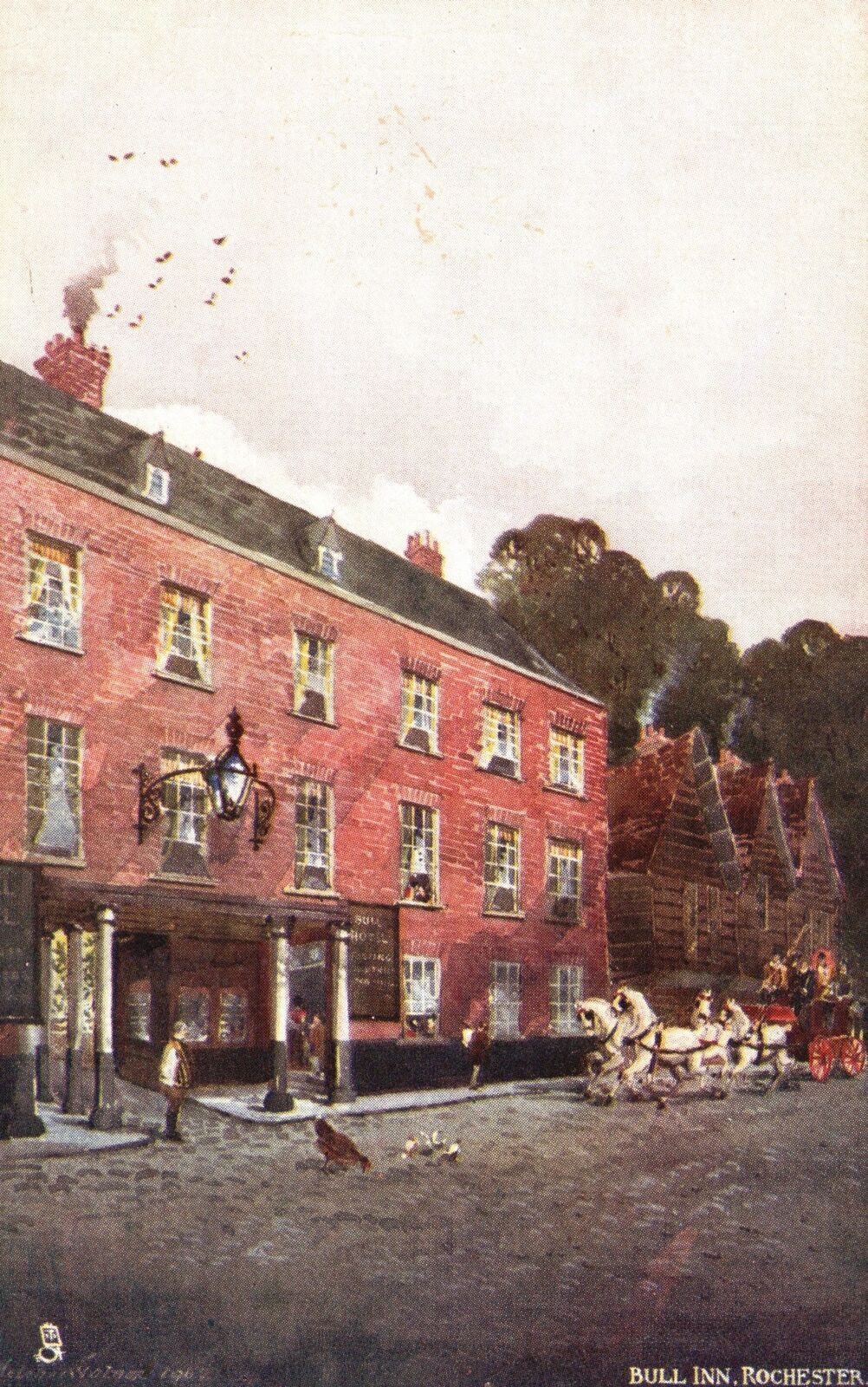 Vintage Postcard Bull Inn Rochester In Dickens Land Oilette Art Raphael ...