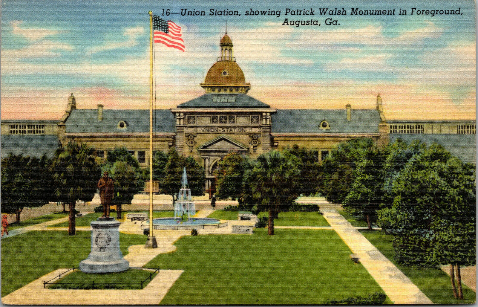 Vtg Augusta Georgia GA Union Railroad Station Walsh Monument 1940s ...