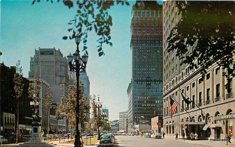 1960s Detroit Michigan Washington Boulevard autos Union Teich postcard ...