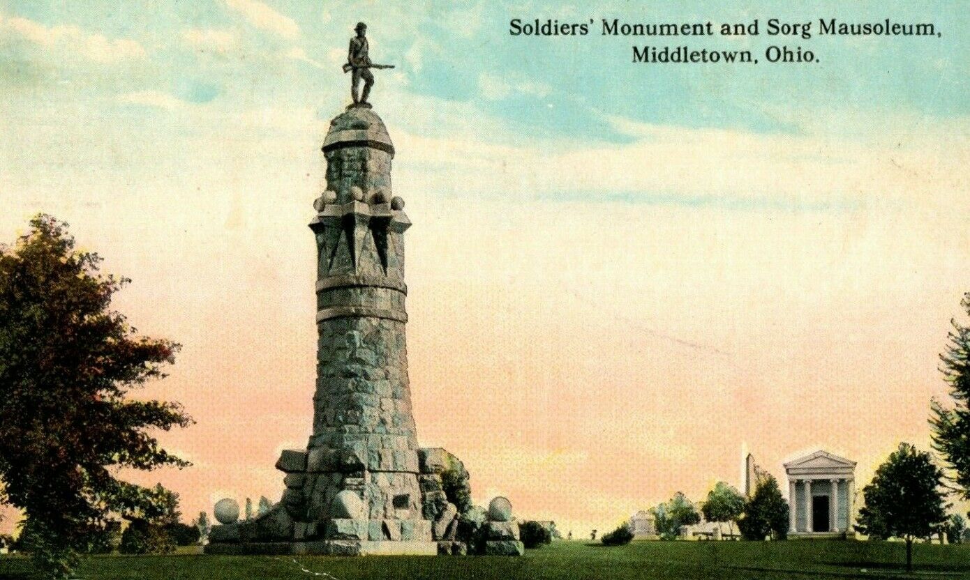 Circa 1905-10 Soldiers Monument & Sorg Mausoleum Middletown, Ohio ...