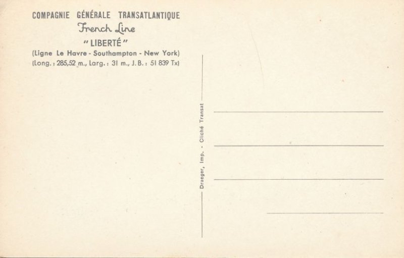 SS Liberte - French Line Steamer - Statue of Liberty in New York City ...