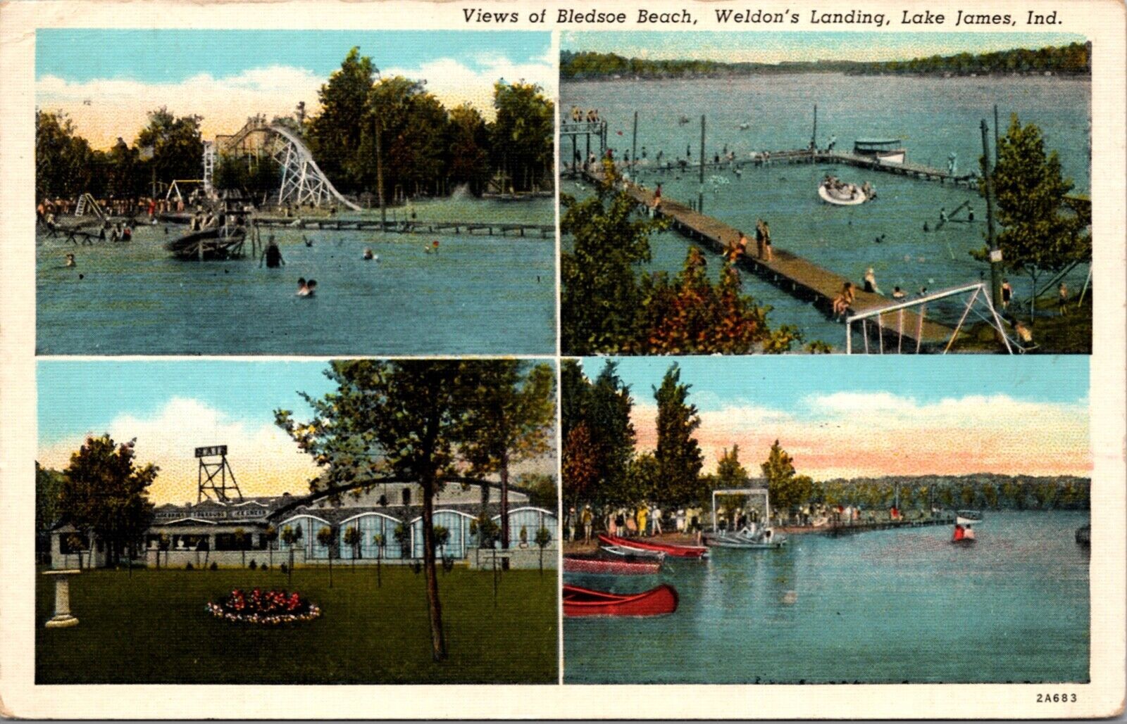 Postcard Multiple Views of Bledsoe Beach Weldon's Landing in Lake James ...