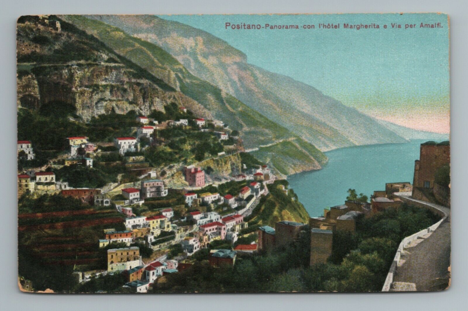 Positano Panorama con l'hotel Margherita a via per Amalfi Vintage ...
