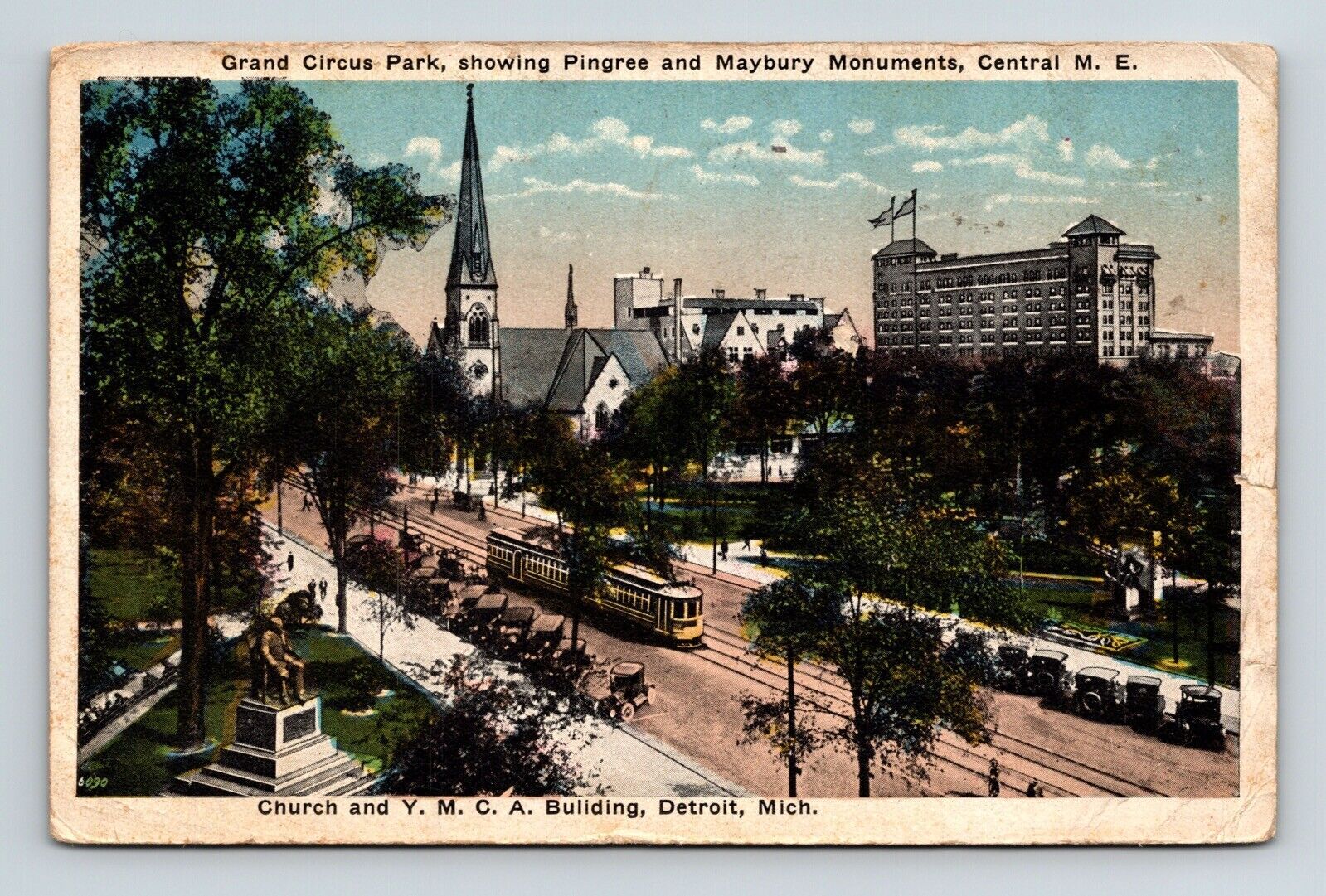 Grand Circus Park Pingree Maybury Monuments Central ME Detroit Michigan ...