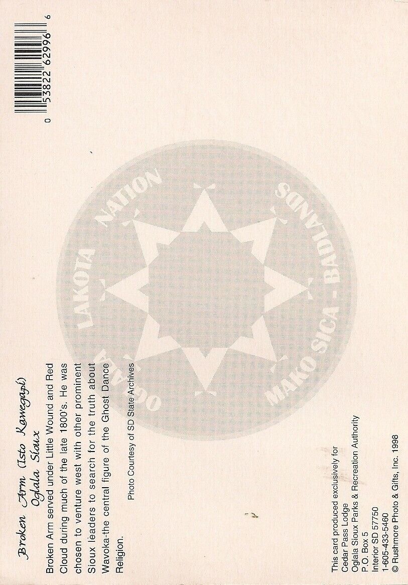 Indian Chief Broken Arm Ogalla Sioux Photo Postcard | Asia & Middle ...