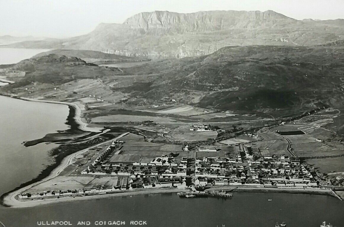 Aerial View of Ullapool and Coi Gach Rock Scotland Vintage RP Postcard ...