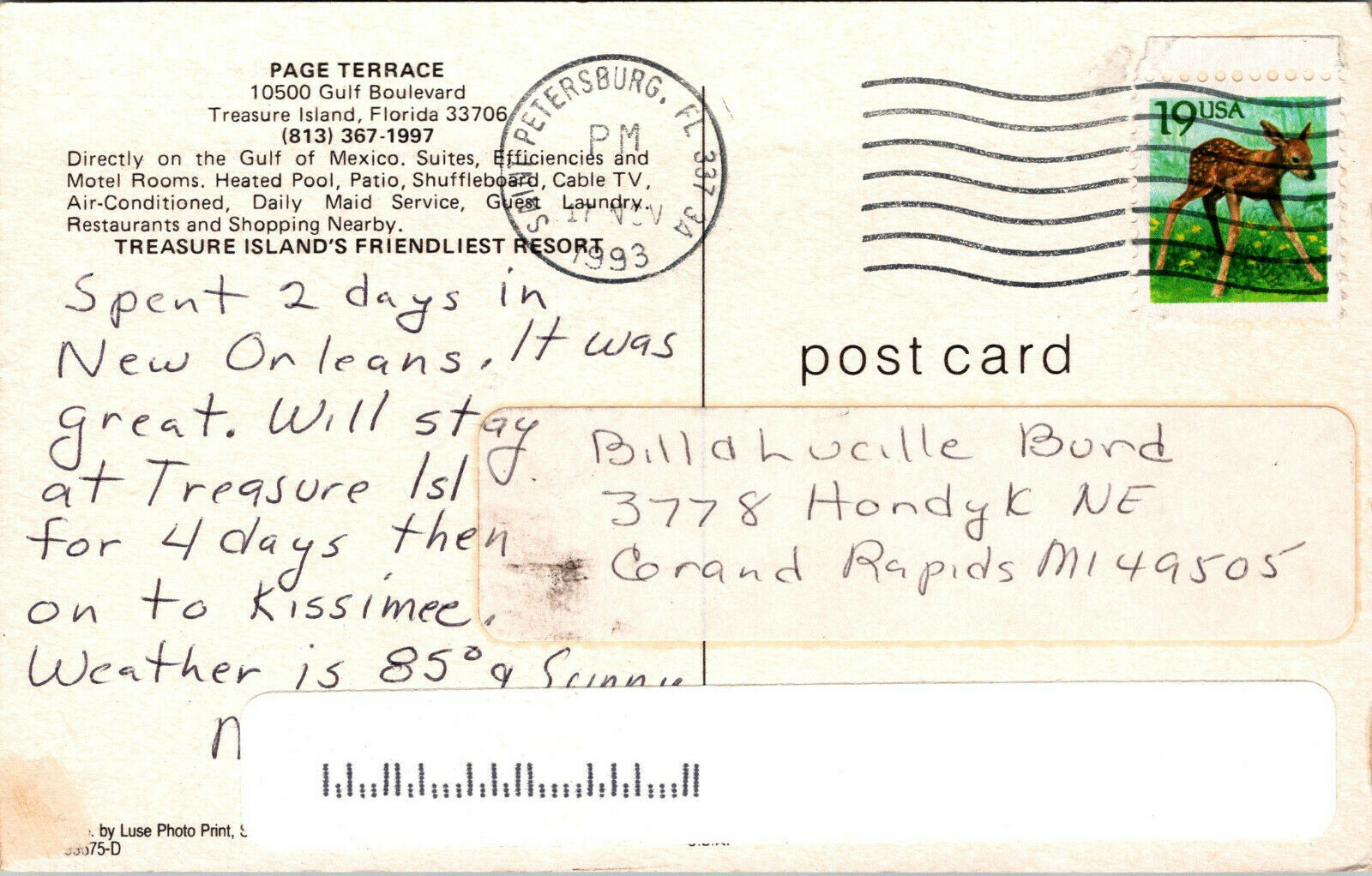 Vtg 1990s The Page Terrace Beachfront Hotel Treasure Island Florida FL ...