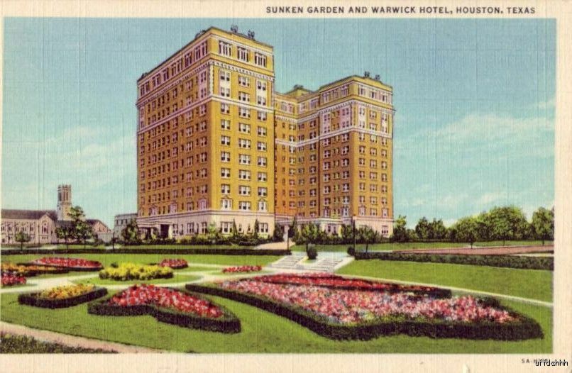 Houston, TX Warwick Hotel Sunken Garden 1936 | United States - Texas ...