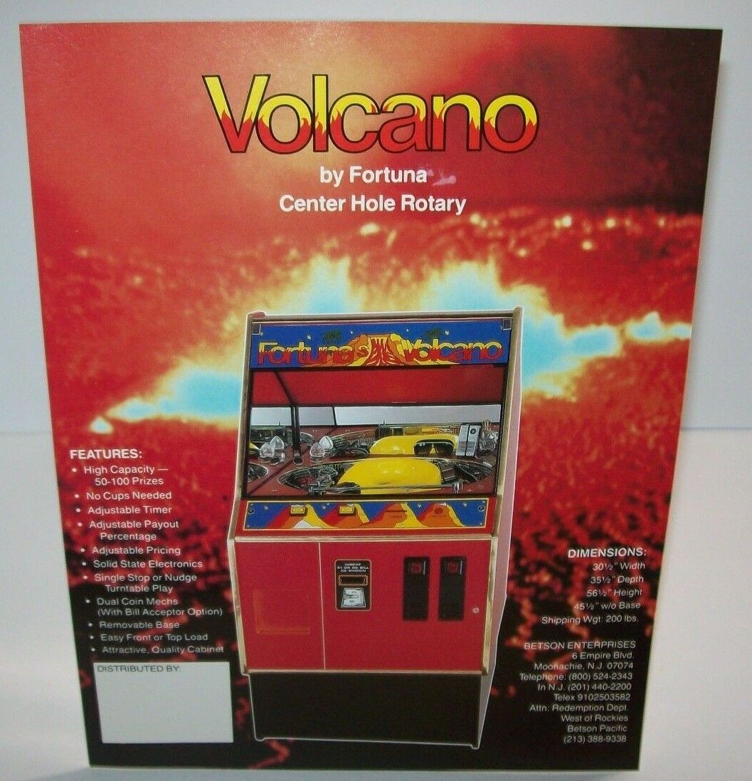 Volcano Arcade FLYER Original Boardwalk Fortuna Rotary Pusher ...