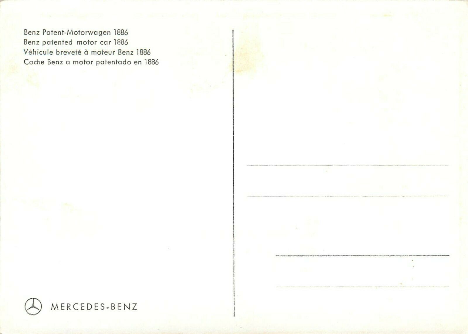 Postcard Mercedes Benz patented motor car 1886 | Topics ...