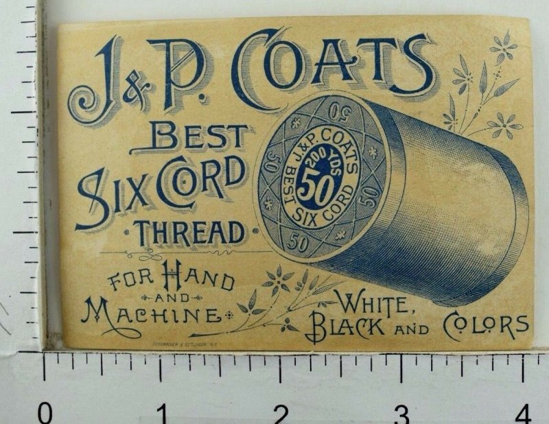 1870's-80's J & P Coats Six Cord Thread Girl Tying Hat on Big Dog P44 ...