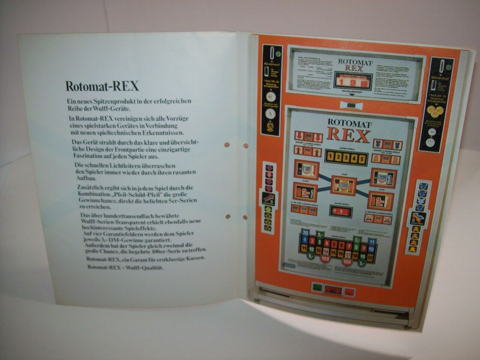 Rotomat Rex FLYER Gunter Wuff Original Slot Machine German Text Foldout ...