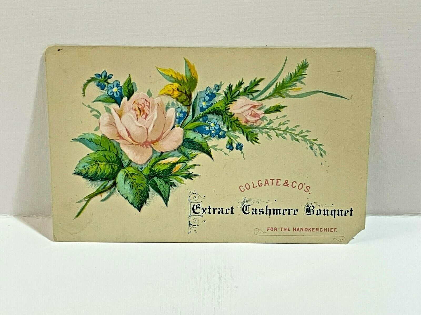 1880-1890s Colgate Co Cashmere Extract Bouquet Handkerchief Rose Floral ...