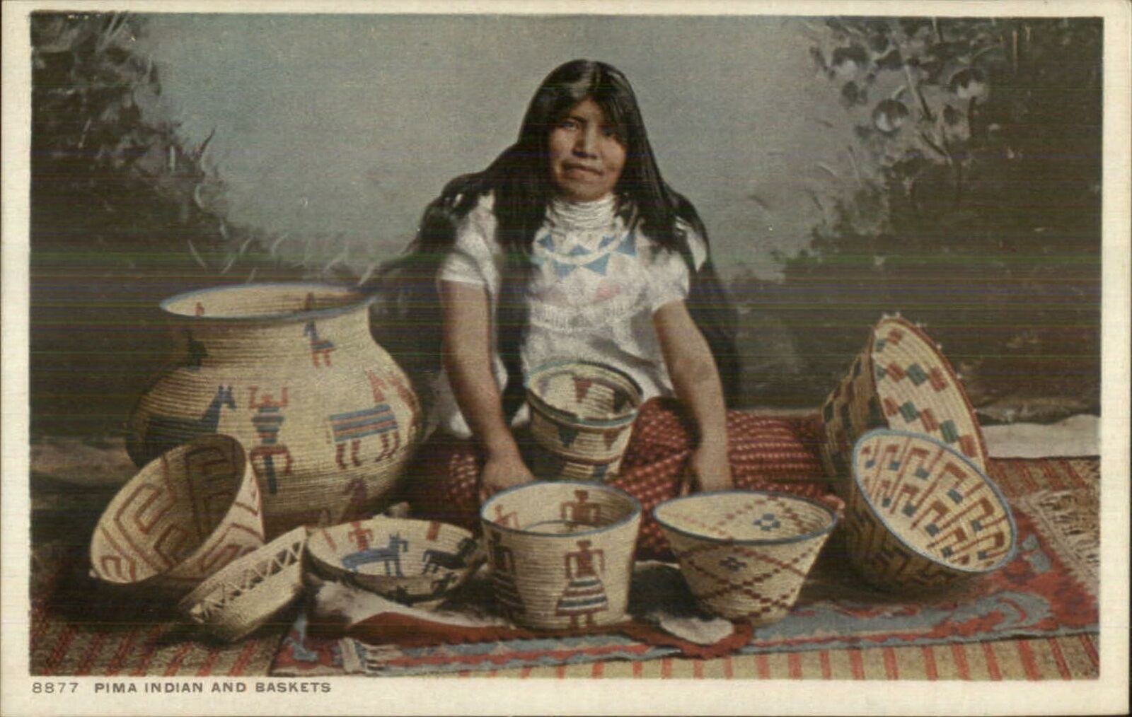 Native Pima Indian Woman w/ Her Baskets Detroit Publishing 8877 ...