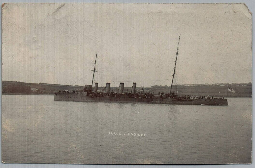 RPPC Photo British Royal Navy WWI HMS Boadicea Battleship | Other ...