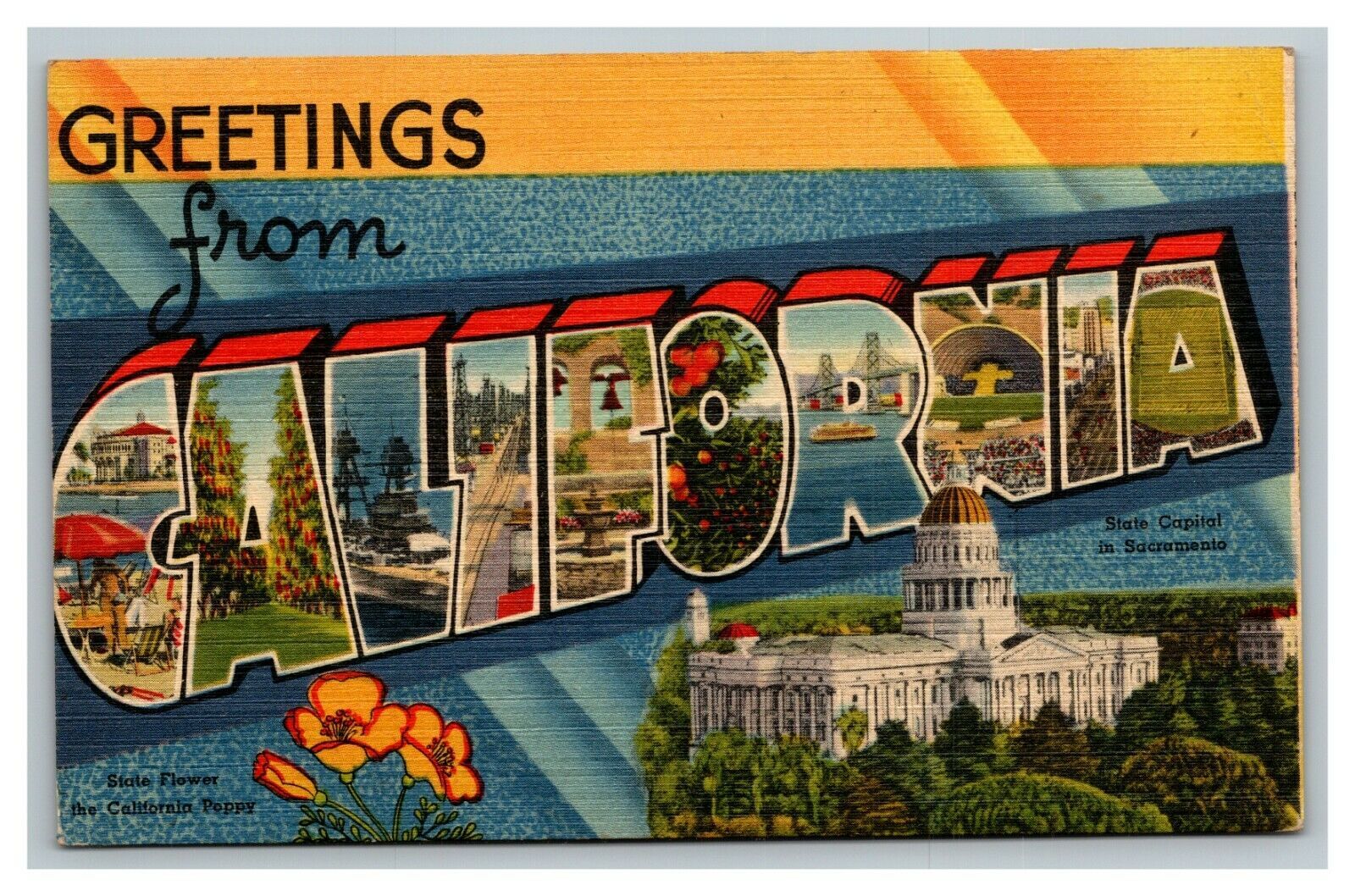 Vintage 1940's Postcard Greetings From California State Capitol - City ...