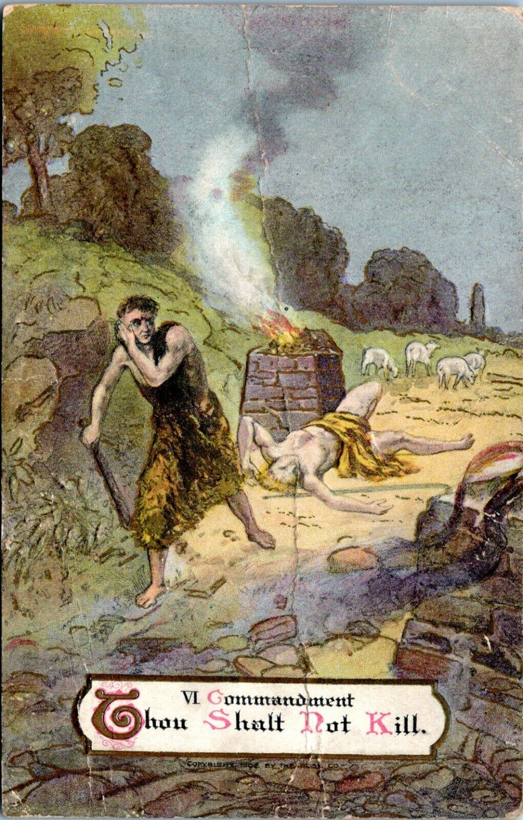 Religious Postcard 1908 Ten Commandments Thou Shalt Not Kill The Rose ...