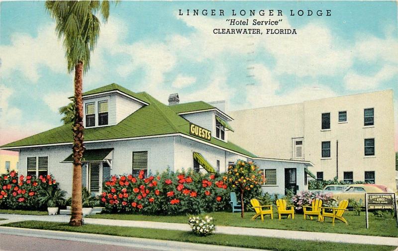 Linger Longer Lodge Clearwater Florida Fl pm old cars 1960's Postcard ...