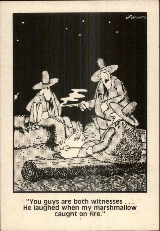Vintage Gary Larson FAR SIDE 1980s Postcard gfz COWBOYS ROASTING ...