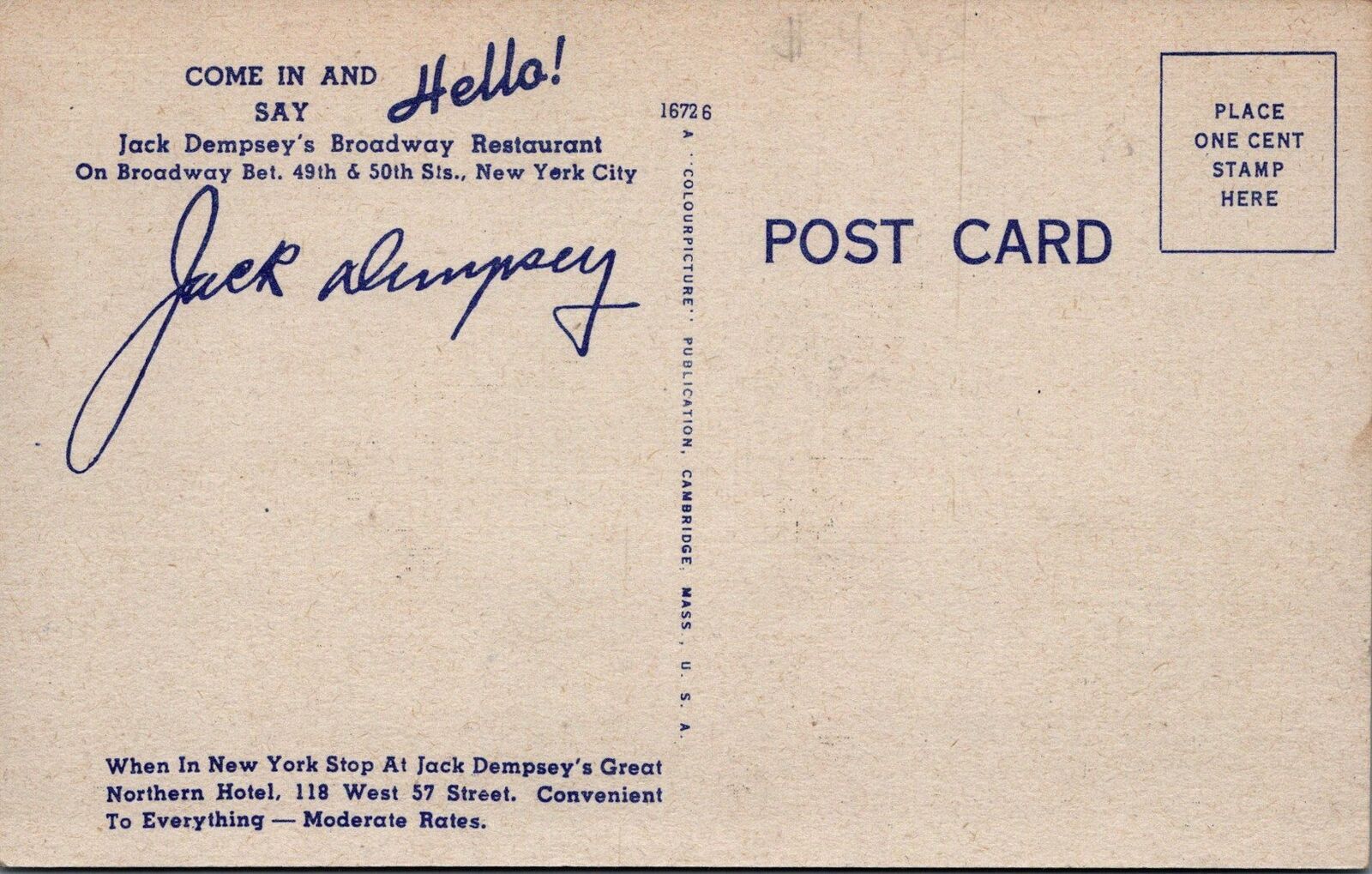 Postcard Boxing Jack Dempsey Knockout Jess Willard James Montgomery ...