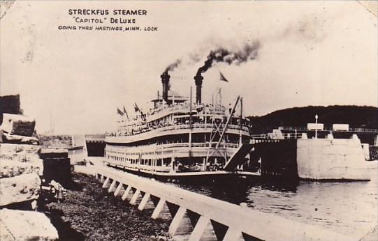 Real Photo Streckfus Steamer Capitol De Luxe Going Thru Hastings ...