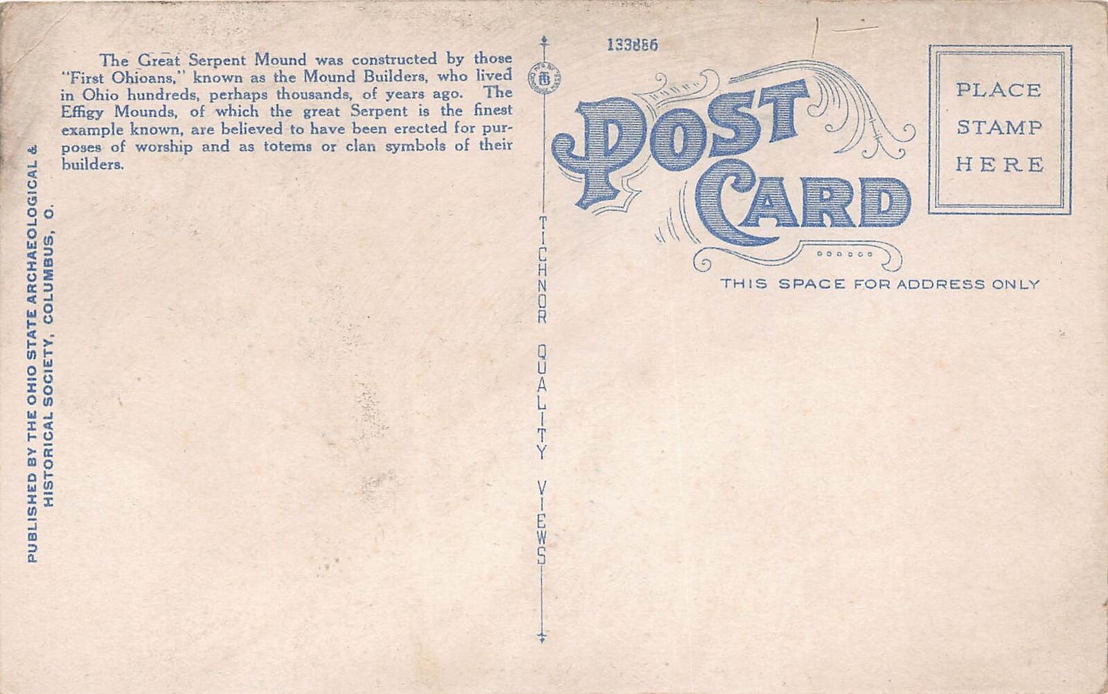 J81/ Peebles Ohio Postcard c1910 Serpent Indian Mound Nativer American ...