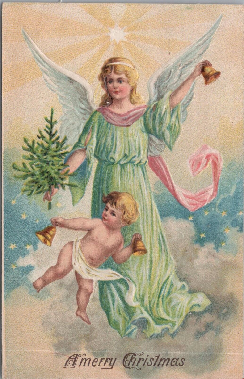 Postcard A Merry Christmas Angel Ringing Bell 1909 | Other / Unsorted ...