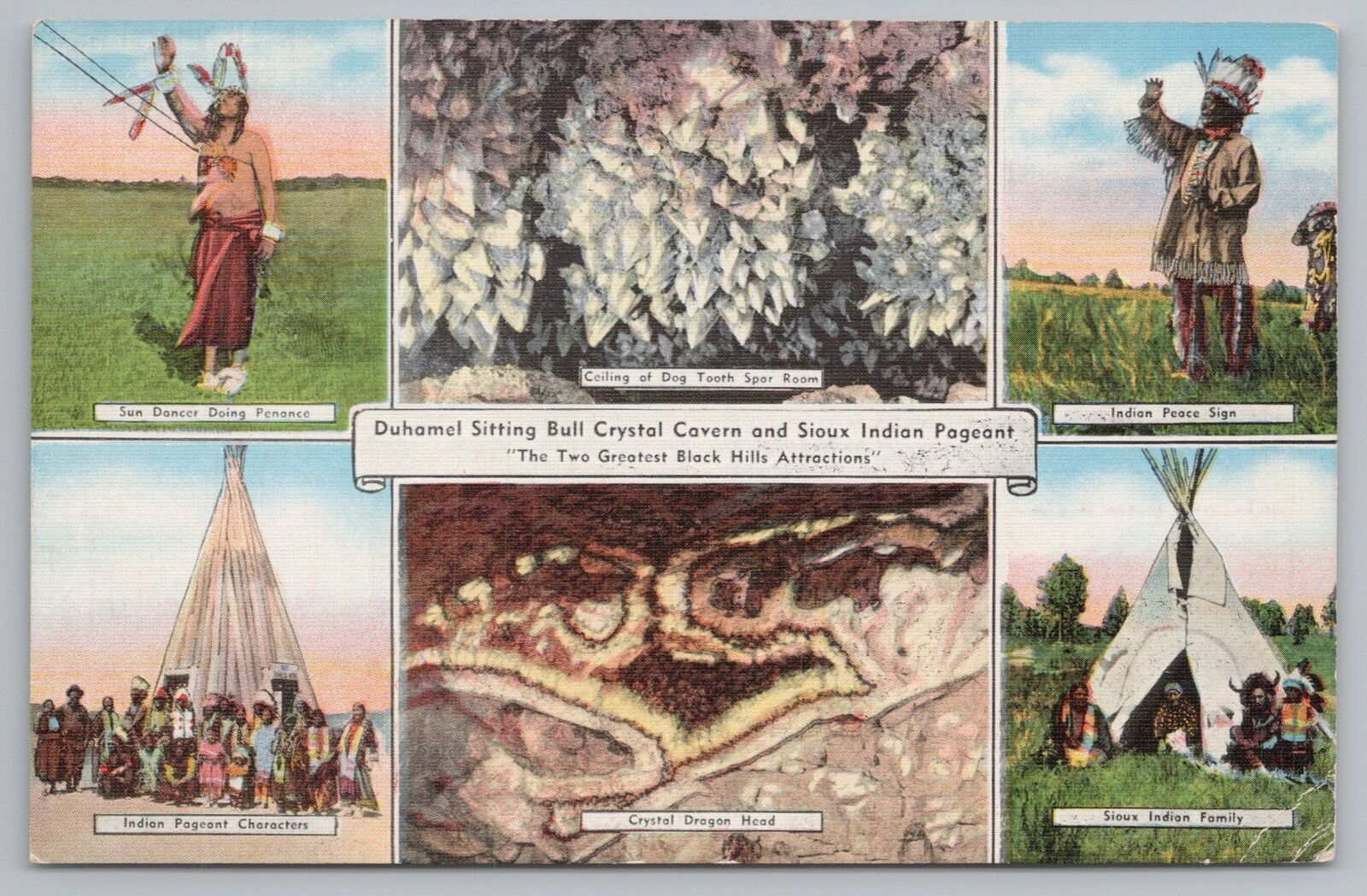 SD~Duhamel Sioux Indian Pageant & Sitting Bull Crystal Cavern~Vintage ...