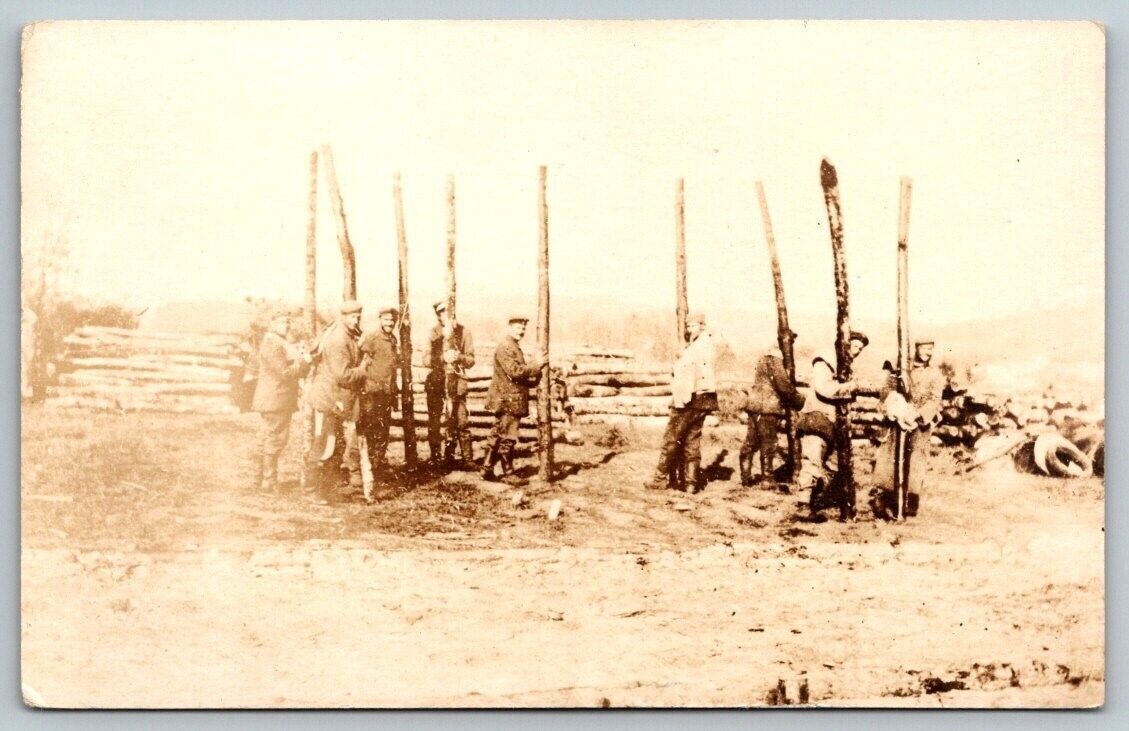 RPPC WW1 Era Military Soldiers Building a Structure Real Photo Postcard ...