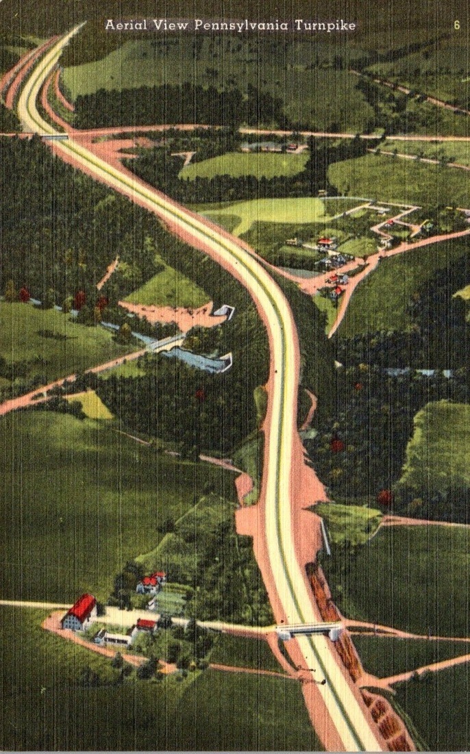 Pennsylvania Turnpike Aerial View Showing 100 Foot High Fill and Clear ...