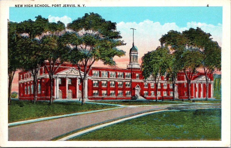 Vintage Postcard the New High School at Port Jervis New York C. 1920 ...
