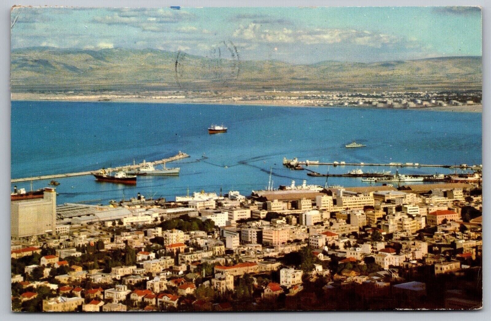 Haifa Israel Headquarters Scenic Birds Eye View Chrome Cancel WOB ...