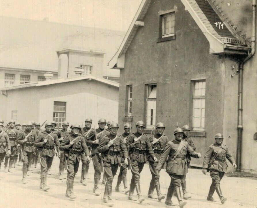 Military Belgian Army Photo World War 1 Soldiers Marching Vintage RPPC ...